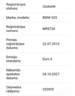 Melns BMW 525 2010 Rīga, ar dzinēja tilpumu 3.00 L un nobraukumu 332 tūkst. km par 7990 €, foto 28 vietnē AUTOMOTO.COM.LV