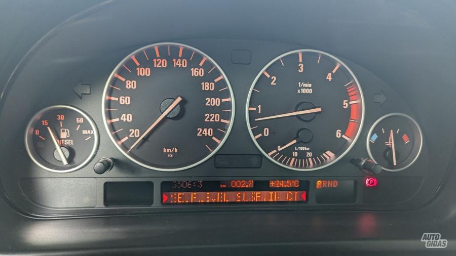 Blue BMW 525 2003 in Kaunas, with an engine capacity of 2.50 L and mileage of 351 thousand km for 1800 €, photo 12 on AUTOMOTO.COM.LV
