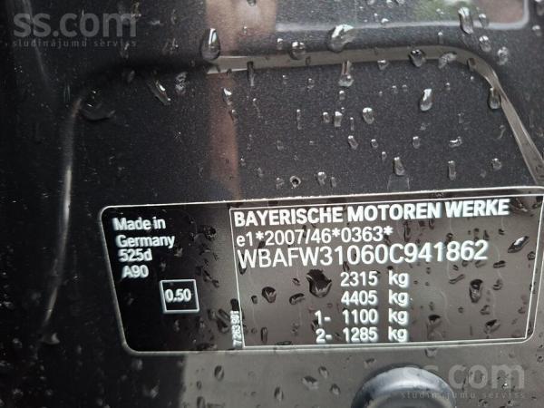Серый БМВ 525 2011 в Юрмала, объемом двигателя 3.00 л и пробегом 203 тыс. км за 12500 €, фото 6 на AUTOMOTO.COM.LV
