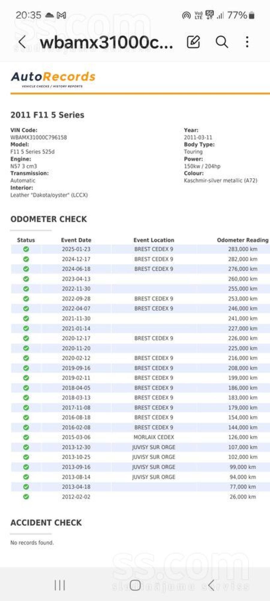 BMW 525 2011 Valmiera, ar dzinēja tilpumu 3.00 L un nobraukumu 285 tūkst. km par 7500 €, foto 31 vietnē AUTOMOTO.COM.LV