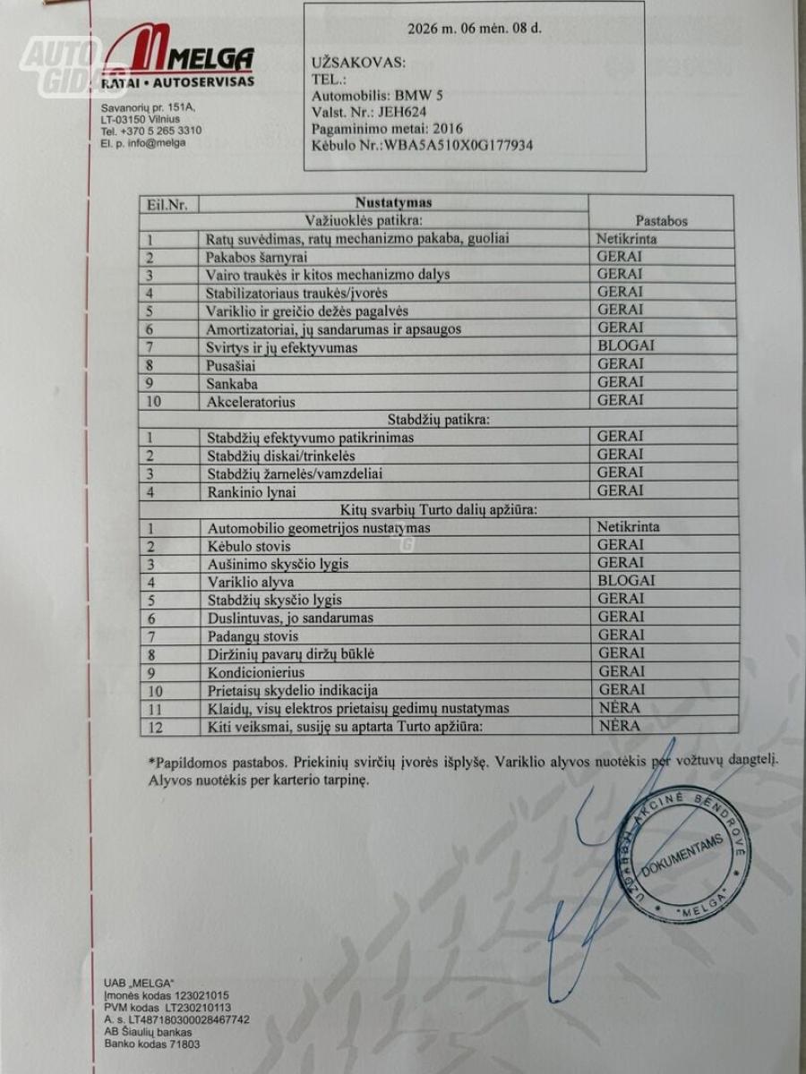 Коричневый БМВ 528 2016 в Вильнюс, объемом двигателя 2.00 л и пробегом 169 тыс. км за 11100 €, фото 15 на AUTOMOTO.COM.LV