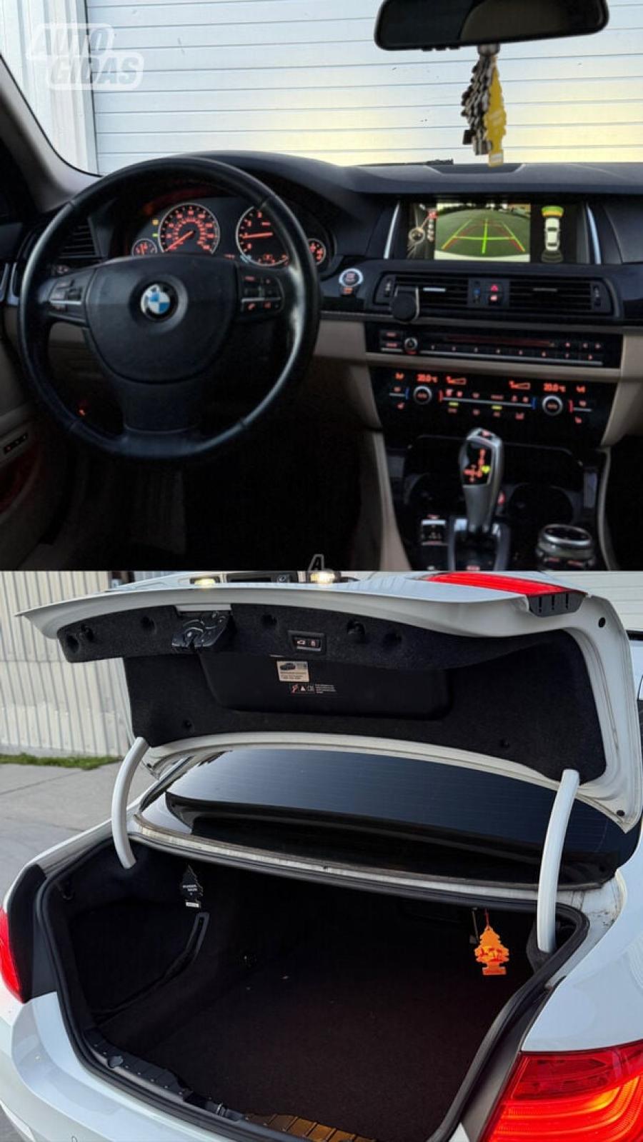 White BMW 528 2014 in Klaipeda, with an engine capacity of 2.00 L and mileage of 334 thousand km for 8100 €, photo 12 on AUTOMOTO.COM.LV