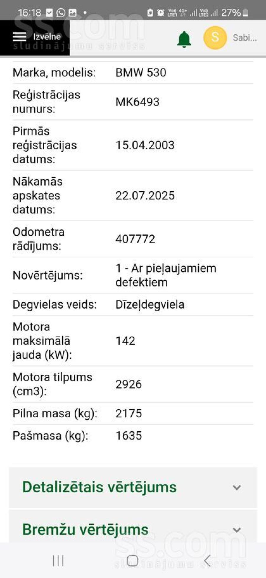 Melns BMW 530 2003 Rīga, ar dzinēja tilpumu 3.00 L un nobraukumu 408 tūkst. km par 4999 €, foto 31 vietnē AUTOMOTO.COM.LV