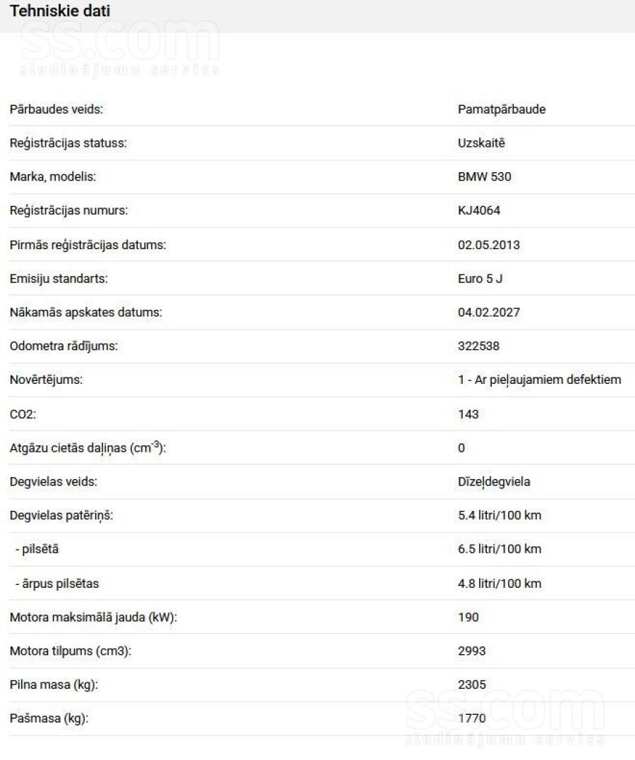 Melns BMW 530 2013 Ogre, ar dzinēja tilpumu 3.00 L un nobraukumu 323 tūkst. km par 8900 €, foto 10 vietnē AUTOMOTO.COM.LV