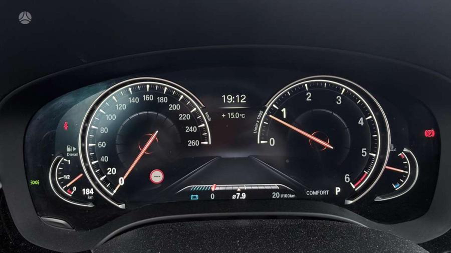 Black BMW 530 2017 in Vilnius, with an engine capacity of 2.99 L and mileage of 190 thousand km for 22700 €, photo 18 on AUTOMOTO.COM.LV