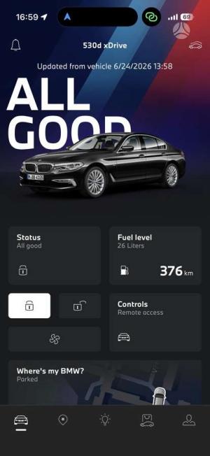 Black BMW 530 2017 in Vilnius, with an engine capacity of 2.99 L and mileage of 190 thousand km for 22700 €, photo 36 on AUTOMOTO.COM.LV
