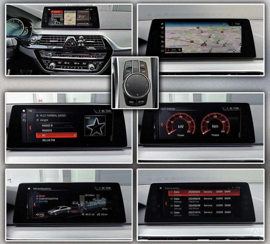 Black BMW 530 2017 in Vilnius, with an engine capacity of 3.00 L and mileage of 144 thousand km for 27200 €, photo 21 on AUTOMOTO.COM.LV