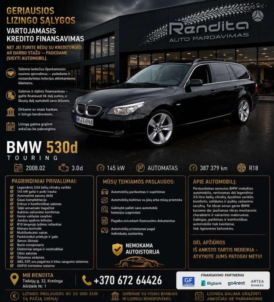 Melns BMW 530 2008 Kretinga, ar dzinēja tilpumu 2.50 L un nobraukumu 387 tūkst. km par 4999 €, foto 37 vietnē AUTOMOTO.COM.LV