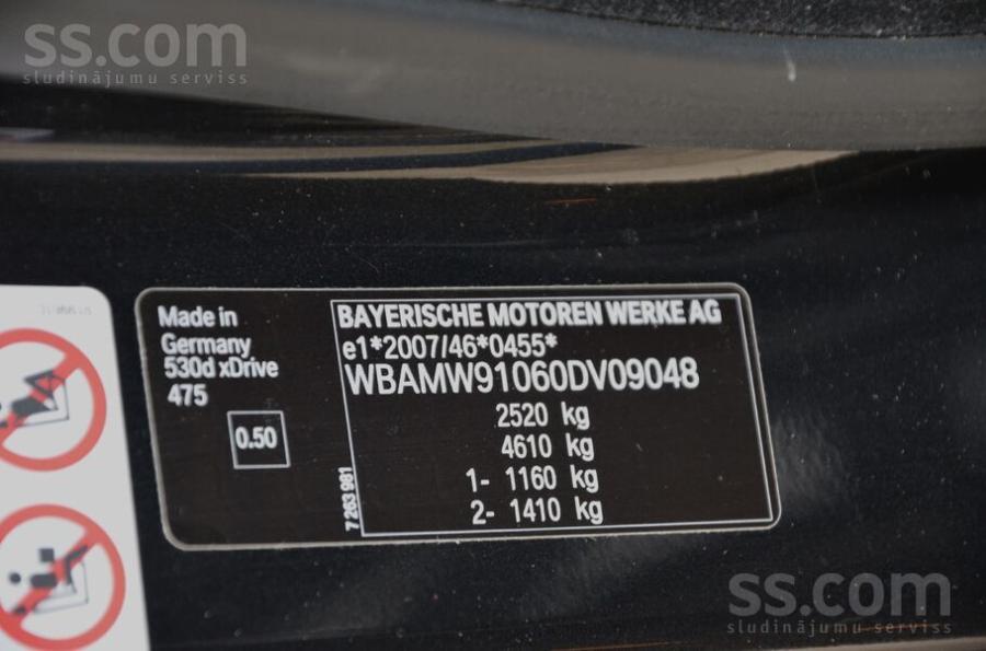 Melns BMW 530 2012 Rīga, ar dzinēja tilpumu 3.00 L un nobraukumu 226 tūkst. km par 11990 €, foto 35 vietnē AUTOMOTO.COM.LV