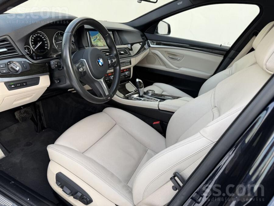 Black BMW 530 2016 in Riga, with an engine capacity of 3.00 L and mileage of 274 thousand km for 13850 €, photo 12 on AUTOMOTO.COM.LV