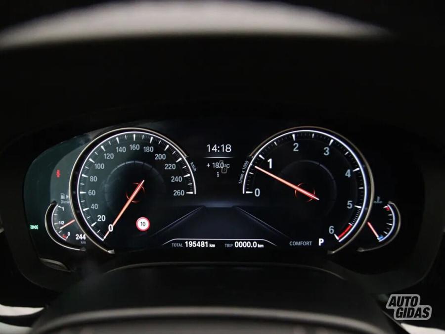 Black BMW 530 2017 in Vilnius, with an engine capacity of 3.00 L and mileage of 195 thousand km for 21899 €, photo 20 on AUTOMOTO.COM.LV