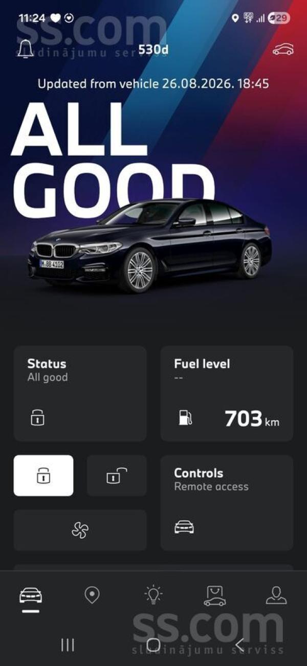 BMW 530 2017 in Riga on AUTOMOTO.COM.LV Blue BMW 530 2017 in Riga, with an engine capacity of 3.00 L and mileage of 347 thousand km for 20000 €, photo 9 on AUTOMOTO.COM.LV