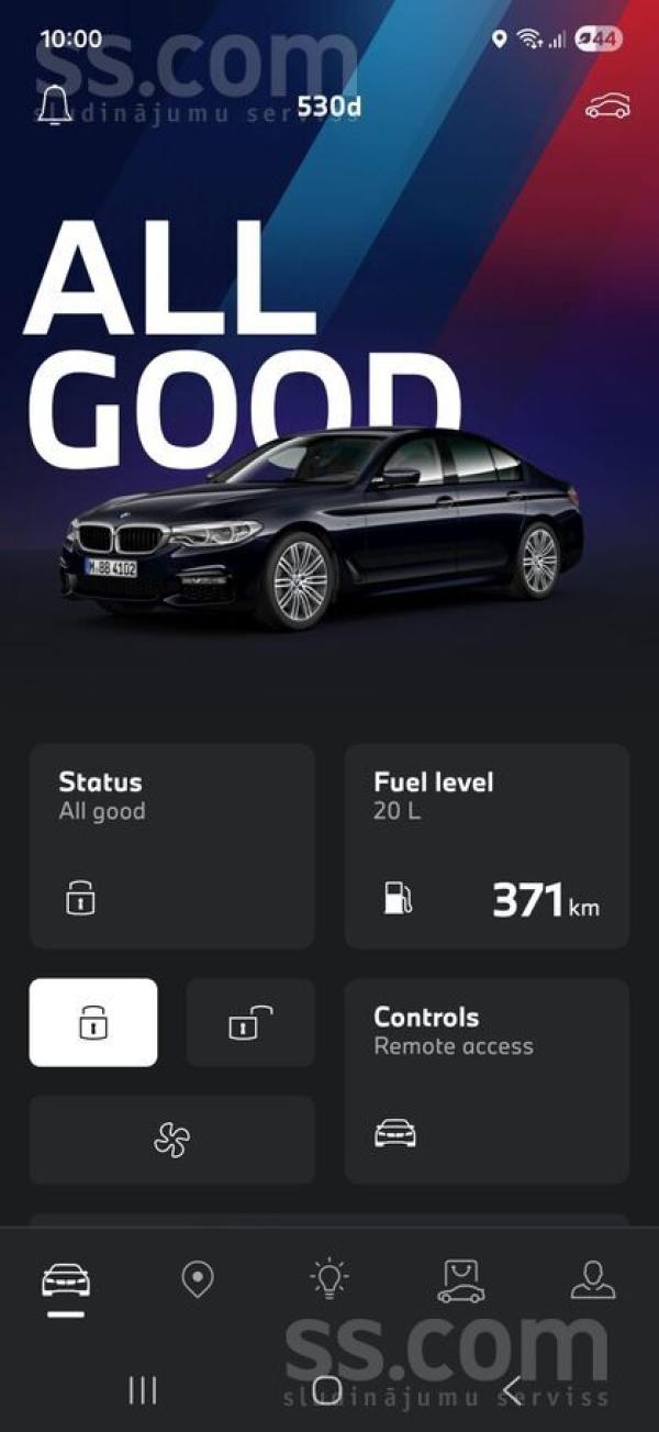 BMW 530 2017 in Riga on AUTOMOTO.COM.LV Blue BMW 530 2017 in Riga, with an engine capacity of 3.00 L and mileage of 348 thousand km for 19500 €, photo 9 on AUTOMOTO.COM.LV