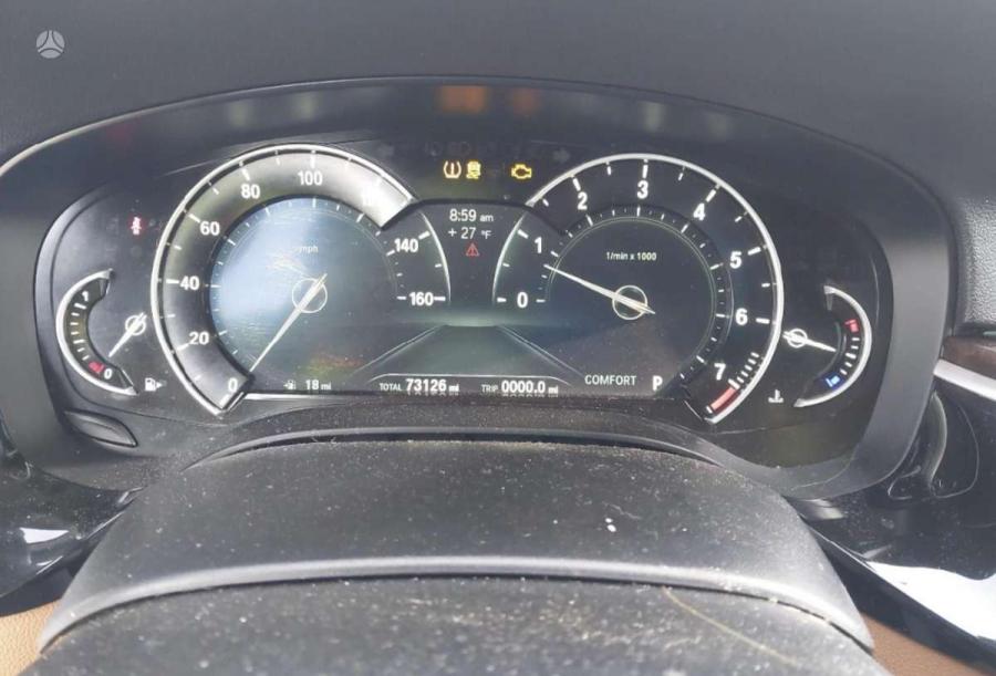 Blue BMW 530 2018 in Vilnius, with an engine capacity of 2.00 L and mileage of 73 thousand km for 13198 €, photo 12 on AUTOMOTO.COM.LV