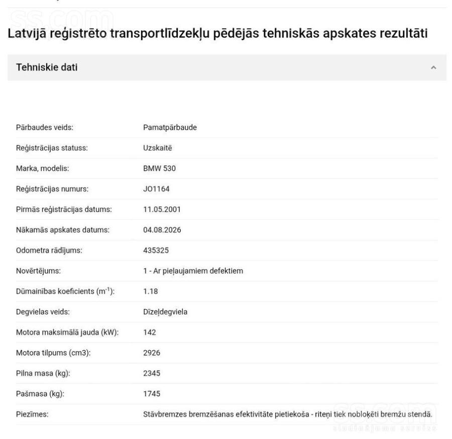 Zils BMW 530 2001 Rīga, ar dzinēja tilpumu 3.00 L un nobraukumu 435 tūkst. km par 1400 €, foto 6 vietnē AUTOMOTO.COM.LV