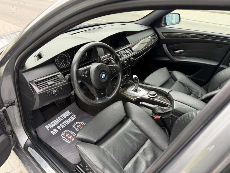Grey BMW 530 2008 in Vilnius, with an engine capacity of 2.99 L and mileage of 289 thousand km for 4350 €, photo 13 on AUTOMOTO.COM.LV