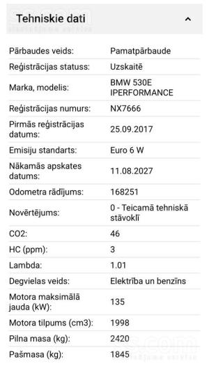 Серый БМВ 530 2017 в Рига, объемом двигателя 2.00 л и пробегом 168 тыс. км за 21700 €, фото 18 на AUTOMOTO.COM.LV
