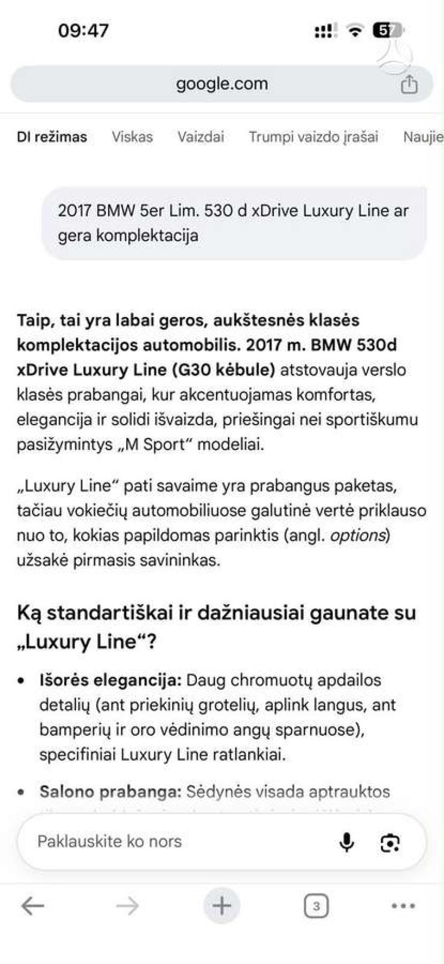 Grey BMW 530 2017 in Siauliai, with an engine capacity of 2.99 L and mileage of 258 thousand km for 14990 €, photo 4 on AUTOMOTO.COM.LV
