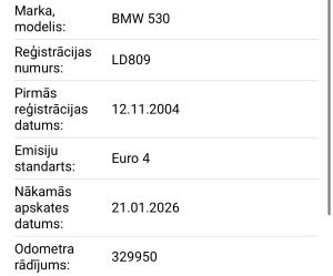 Pelēks BMW 530 2004 Rīga, ar dzinēja tilpumu 3.00 L un nobraukumu 0 tūkst. km par 3990 €, foto 31 vietnē AUTOMOTO.COM.LV