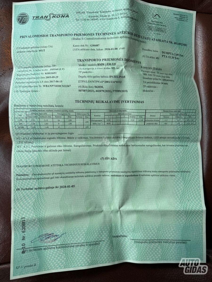 Серый БМВ 530 2005 в Вильнюс, объемом двигателя 3.00 л и пробегом 561 тыс. км за 2750 €, фото 10 на AUTOMOTO.COM.LV