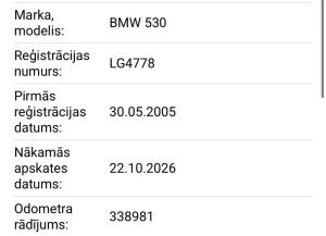 Pelēks BMW 530 2005 Rīga, ar dzinēja tilpumu 3.00 L un nobraukumu 339 tūkst. km par 3490 €, foto 28 vietnē AUTOMOTO.COM.LV