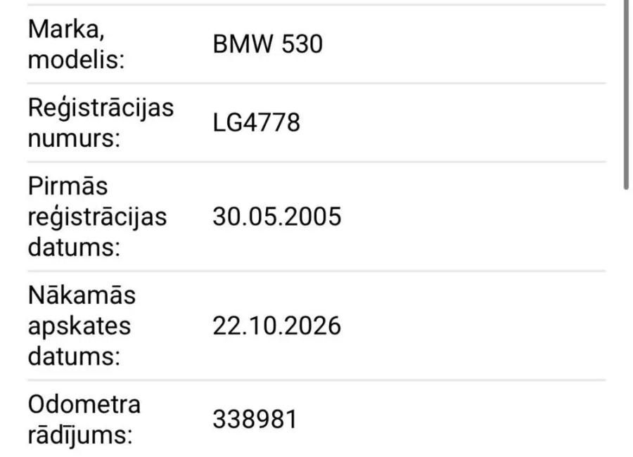 Pelēks BMW 530 2005 Rīga, ar dzinēja tilpumu 3.00 L un nobraukumu 339 tūkst. km par 3490 €, foto 28 vietnē AUTOMOTO.COM.LV