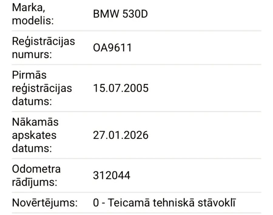 Grey BMW 530 2005 in Riga, with an engine capacity of 3.00 L and mileage of 312 thousand km for 3990 €, photo 34 on AUTOMOTO.COM.LV