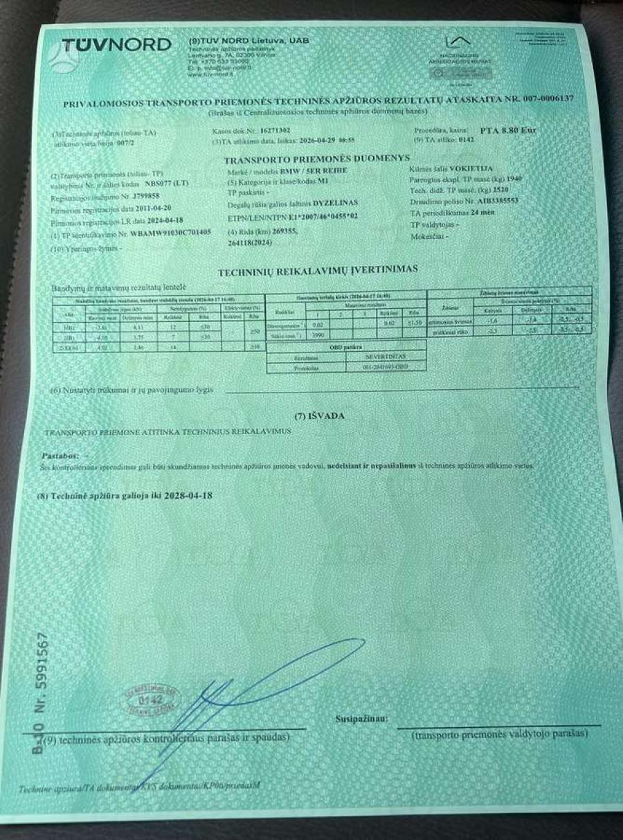 Серый БМВ 530 2011 в Вильнюс, объемом двигателя 2.99 л и пробегом 273 тыс. км за 8290 €, фото 32 на AUTOMOTO.COM.LV