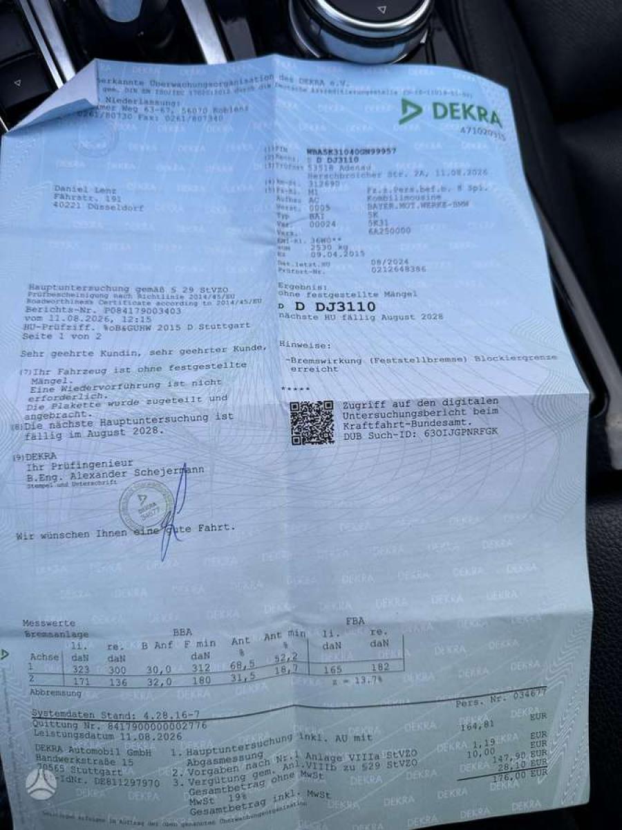 Фиолетовый БМВ 530 2015 в Утена, объемом двигателя 3.00 л и пробегом 312 тыс. км за 10750 €, фото 17 на AUTOMOTO.COM.LV