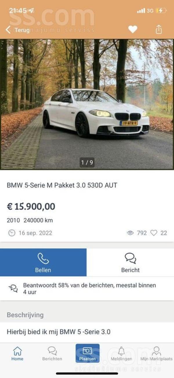 Белый БМВ 530 2010 в Бауска, объемом двигателя 3.00 л и пробегом 300 тыс. км за 13800 €, фото 11 на AUTOMOTO.COM.LV