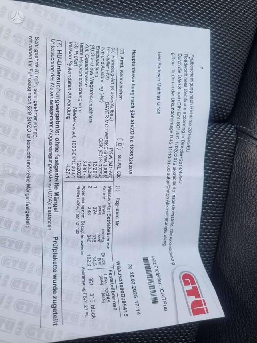 Белый БМВ 530 2017 в Паневежис, объемом двигателя 2.99 л и пробегом 210 тыс. км за 18400 €, фото 32 на AUTOMOTO.COM.LV