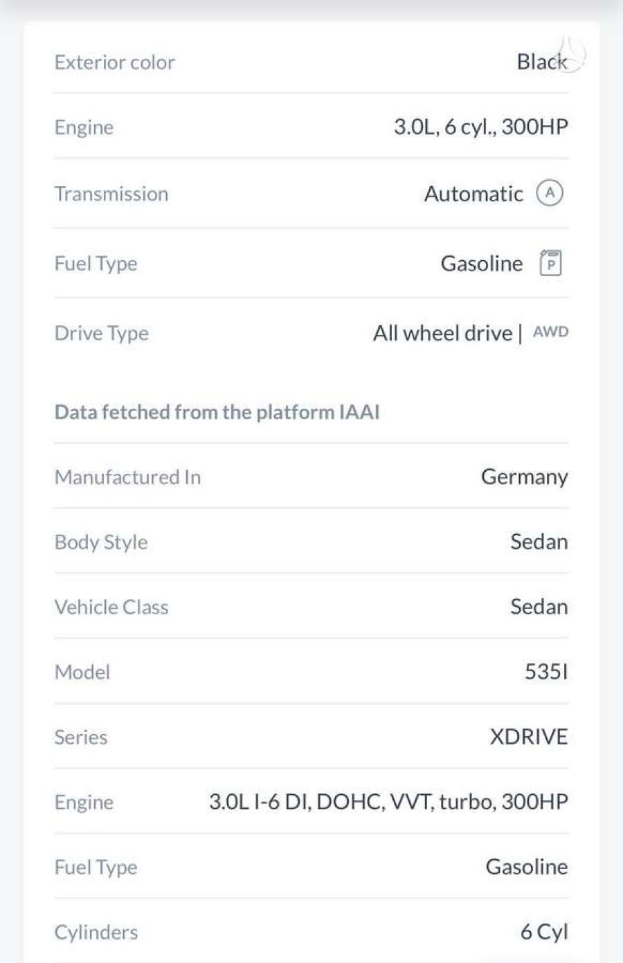 Melns BMW 535 2014 Kauņa, ar dzinēja tilpumu 2.98 L un nobraukumu 225 tūkst. km par 7100 €, foto 6 vietnē AUTOMOTO.COM.LV
