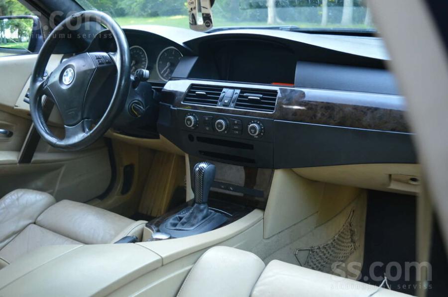 Black BMW 535 2005 in Dobele, with an engine capacity of 3.00 L and mileage of 360 thousand km for 2200 €, photo 7 on AUTOMOTO.COM.LV