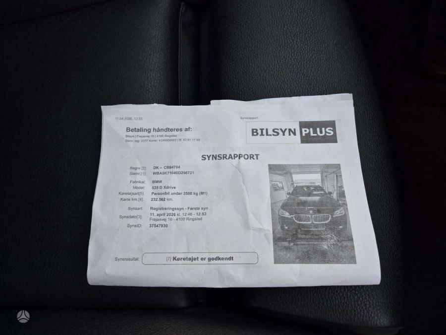 Black BMW 535 2013 in Utena, with an engine capacity of 2.99 L and mileage of 233 thousand km for 10000 €, photo 26 on AUTOMOTO.COM.LV