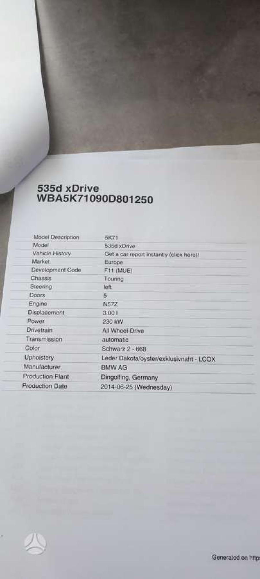 Black BMW 535 2014 in Sakiai, with an engine capacity of 3.00 L and mileage of 312 thousand km for 13000 €, photo 37 on AUTOMOTO.COM.LV