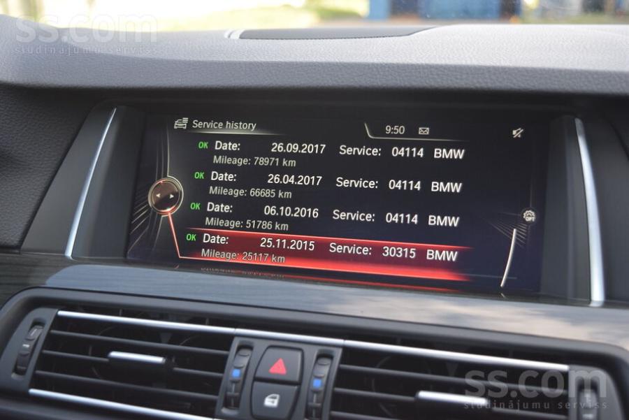 Black BMW 535 2014 in Riga, with an engine capacity of 3.00 L and mileage of 218 thousand km for 13900 €, photo 8 on AUTOMOTO.COM.LV
