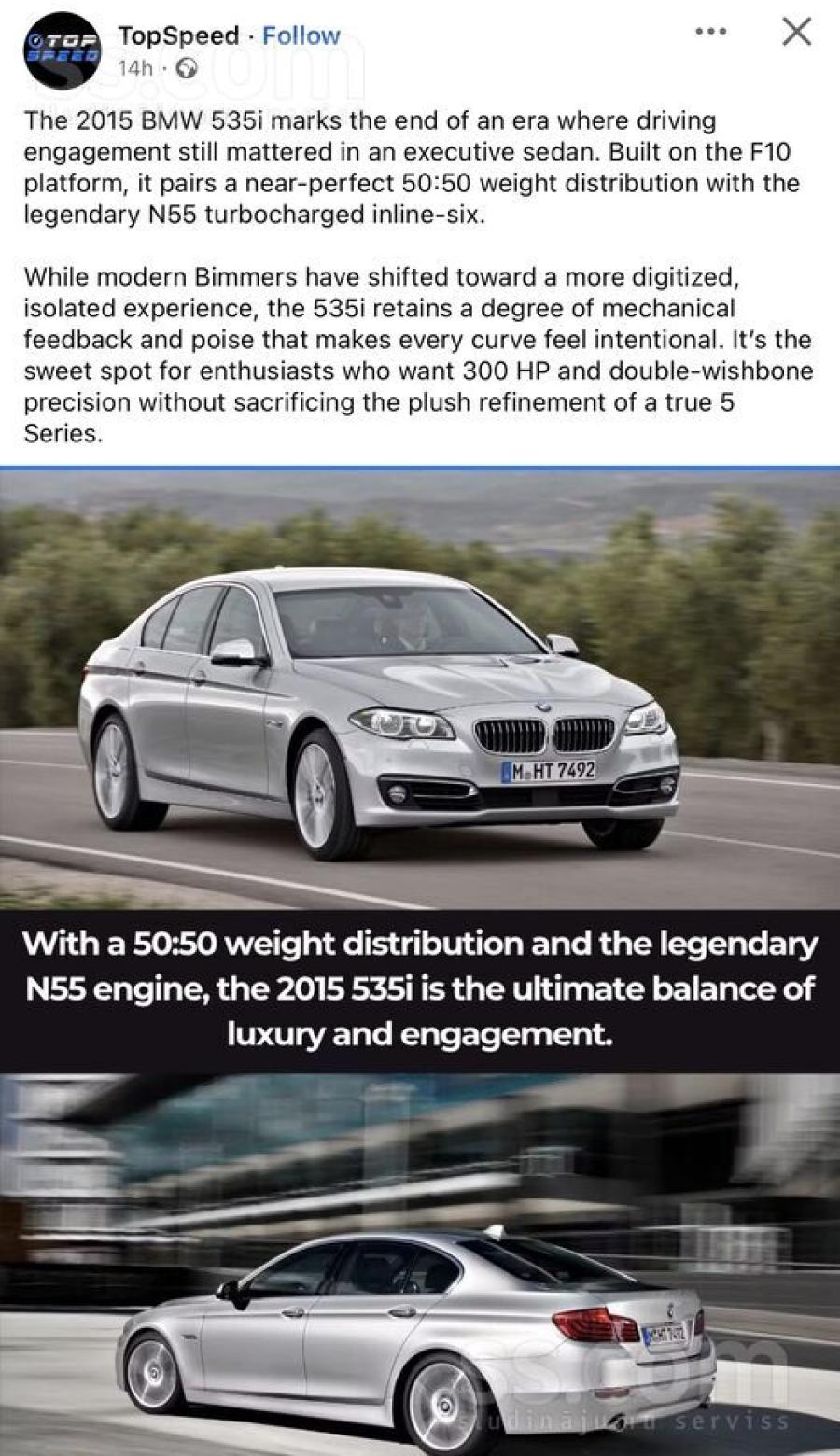Blue BMW 535 2014 in Riga, with an engine capacity of 3.00 L and mileage of 186 thousand km for 17527 €, photo 19 on AUTOMOTO.COM.LV