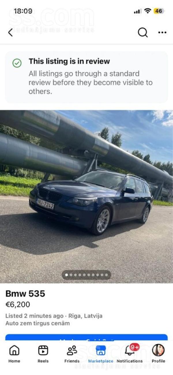 Blue BMW 535 2008 in Riga, with an engine capacity of 3.00 L and mileage of 410 thousand km for 6200 €, photo 10 on AUTOMOTO.COM.LV