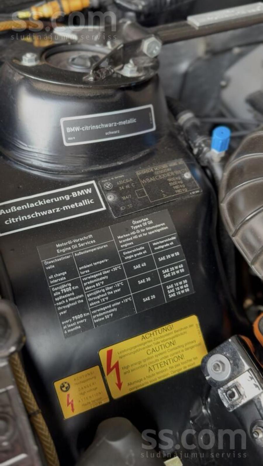Black BMW 635 1988 in Riga, with an engine capacity of 3.50 L and mileage of 1 thousand km for 49900 €, photo 32 on AUTOMOTO.COM.LV