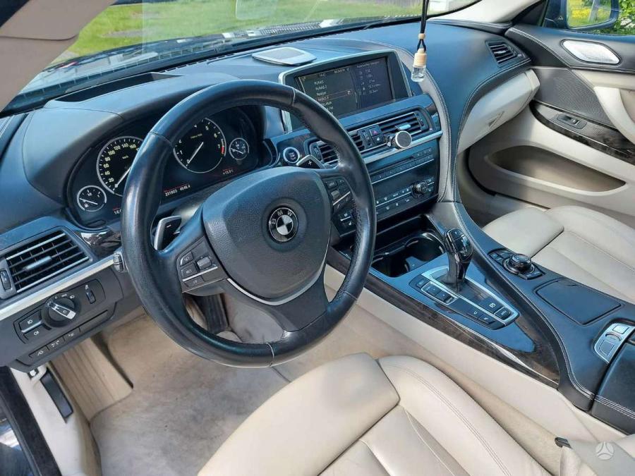 Black BMW 640 2011 in Kaunas, with an engine capacity of 2.98 L and mileage of 231 thousand km for 12950 €, photo 12 on AUTOMOTO.COM.LV