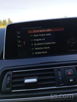 Black BMW 640 2012 in Kuldiga, with an engine capacity of 3.00 L and mileage of 104 thousand km for 17500 €, photo 12 on AUTOMOTO.COM.LV