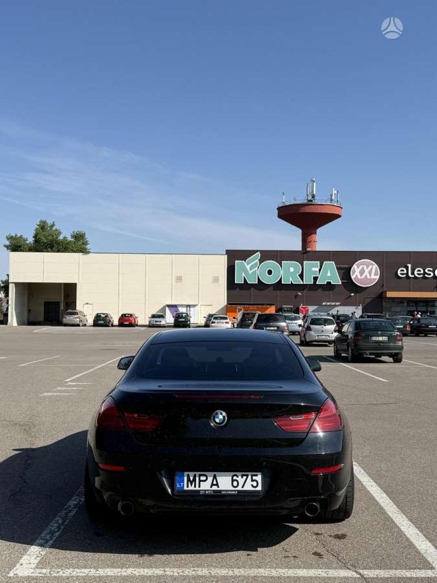 Black BMW 640 2013 in Jonava, with an engine capacity of 2.99 L and mileage of 186 thousand km for 14500 €, photo 5 on AUTOMOTO.COM.LV