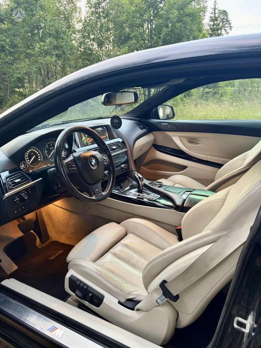 Black BMW 640 2014 in Telschi, with an engine capacity of 2.99 L and mileage of 201 thousand km for 14850 €, photo 7 on AUTOMOTO.COM.LV