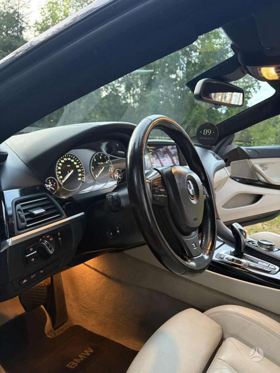 Black BMW 640 2014 in Telschi, with an engine capacity of 2.99 L and mileage of 201 thousand km for 14850 €, photo 10 on AUTOMOTO.COM.LV