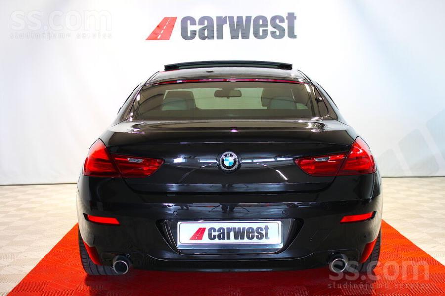 Black BMW 640 2015 in Riga, with an engine capacity of 3.00 L and mileage of 232 thousand km for 27300 €, photo 6 on AUTOMOTO.COM.LV