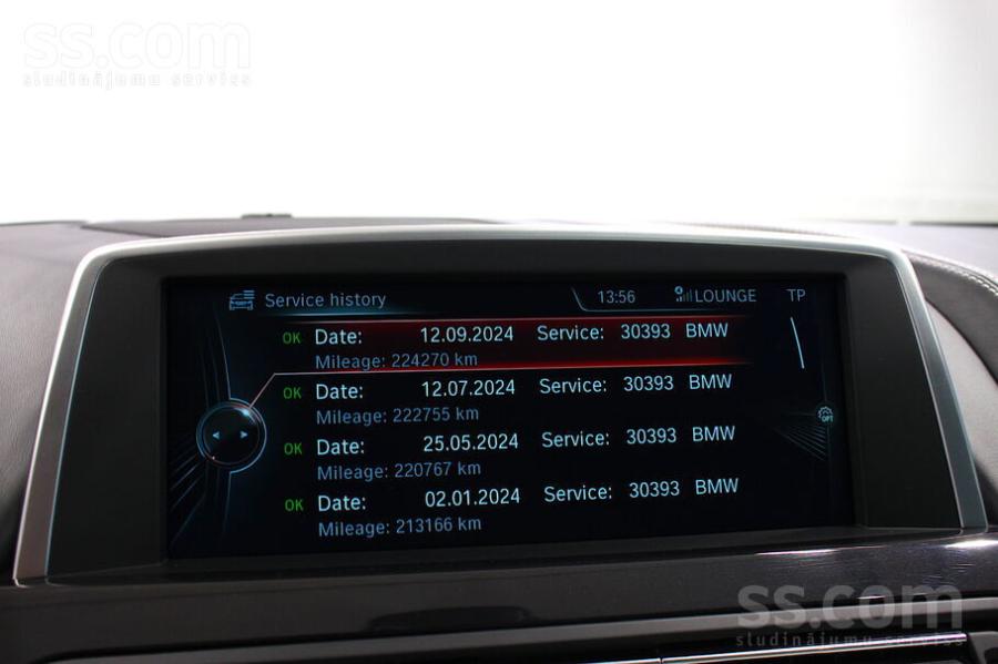 Black BMW 640 2015 in Riga, with an engine capacity of 3.00 L and mileage of 232 thousand km for 27300 €, photo 18 on AUTOMOTO.COM.LV