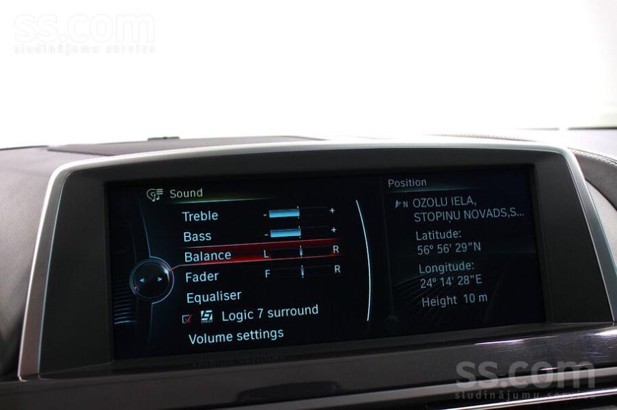 Black BMW 640 2015 in Riga, with an engine capacity of 3.00 L and mileage of 232 thousand km for 27300 €, photo 23 on AUTOMOTO.COM.LV
