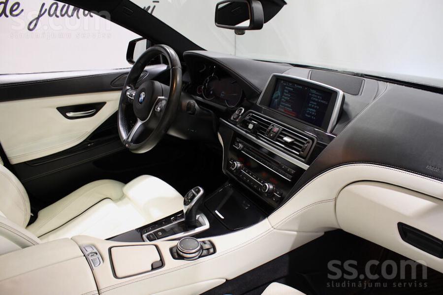 Black BMW 640 2015 in Riga, with an engine capacity of 3.00 L and mileage of 232 thousand km for 27300 €, photo 27 on AUTOMOTO.COM.LV
