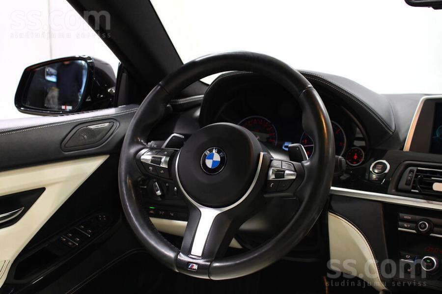 Black BMW 640 2015 in Riga, with an engine capacity of 3.00 L and mileage of 232 thousand km for 27300 €, photo 33 on AUTOMOTO.COM.LV
