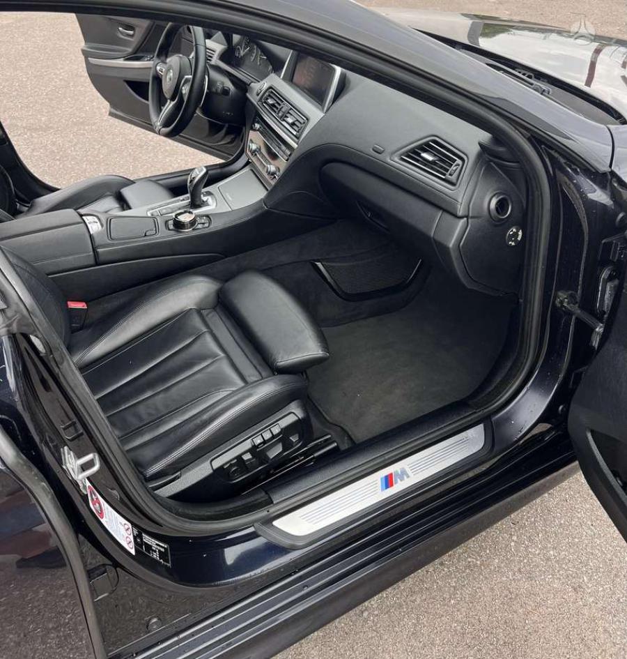 Black BMW 640 Gran Coupe 2013 in Kaunas, with an engine capacity of 3.00 L and mileage of 313 thousand km for 13990 €, photo 8 on AUTOMOTO.COM.LV